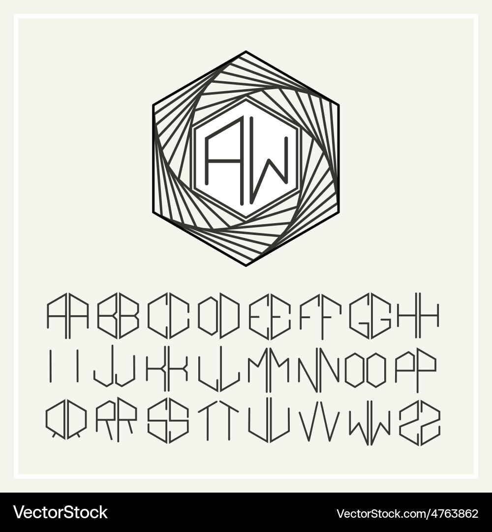 Monogram line art logo in nouveau style Royalty Free Vector