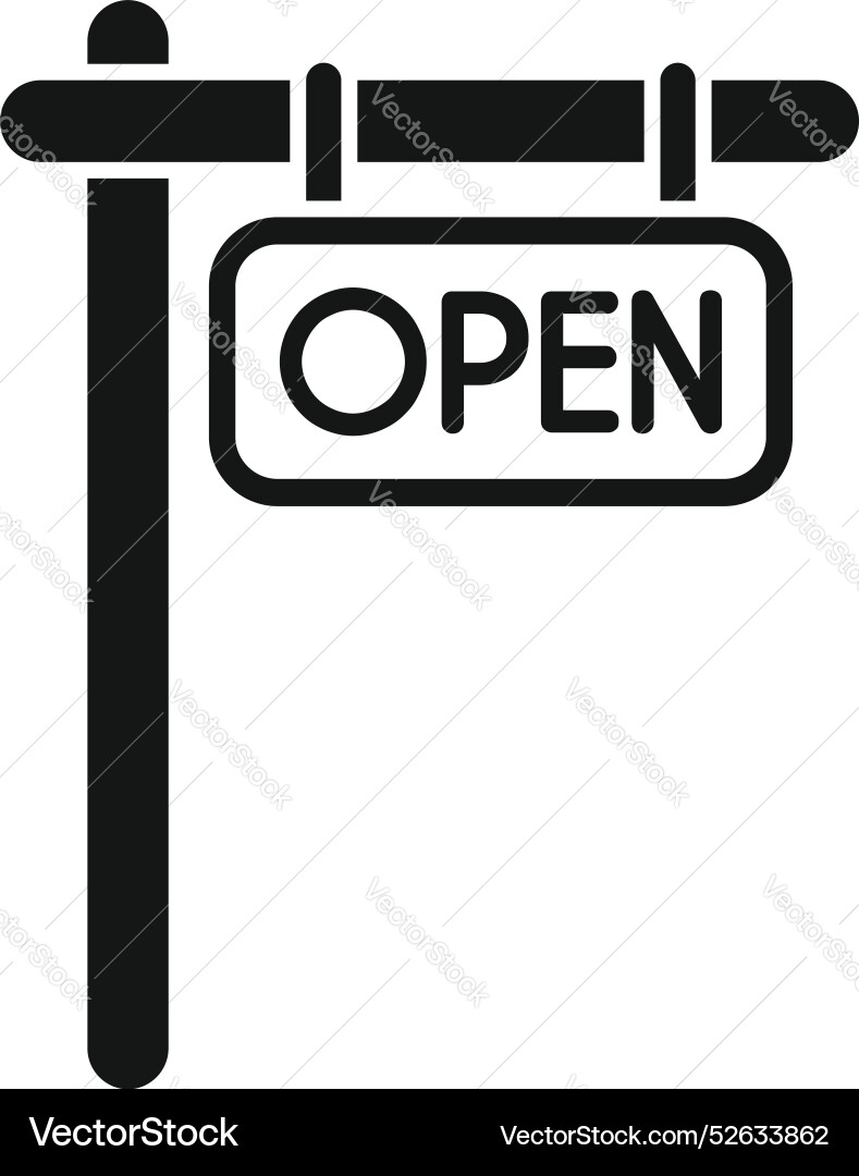 Open sign hanging and indicating shop Royalty Free Vector