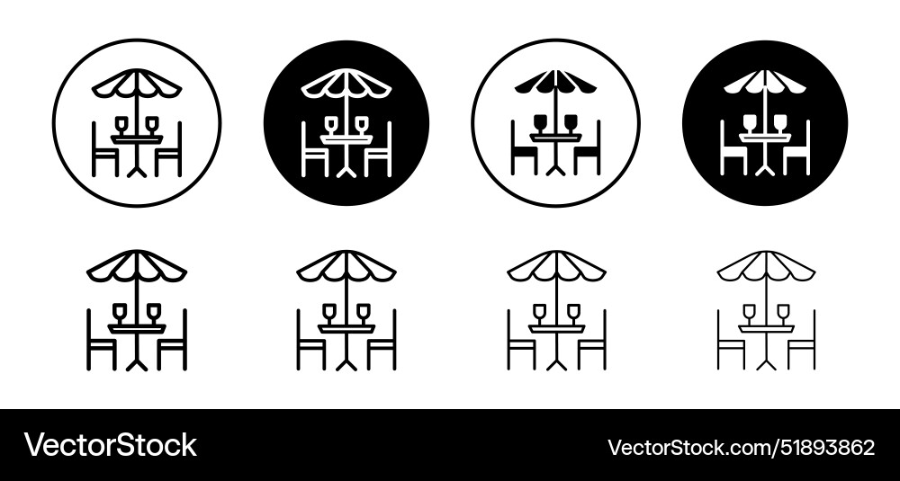 Terrace cafe icon set collection Royalty Free Vector Image