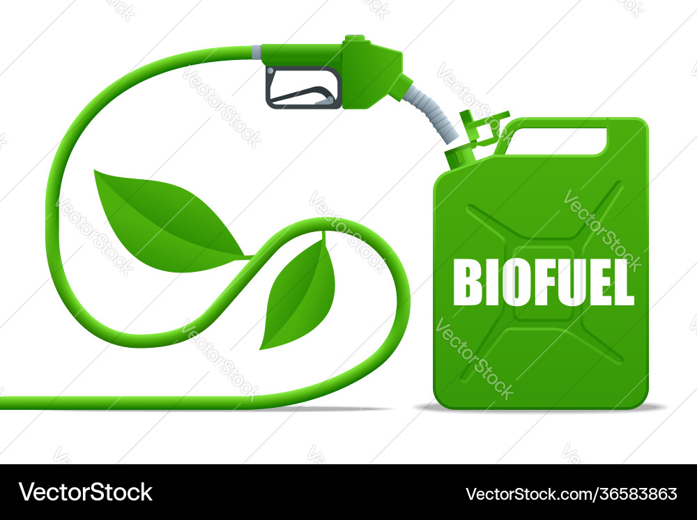Biofuel barrels with gas pump nozzle Royalty Free Vector