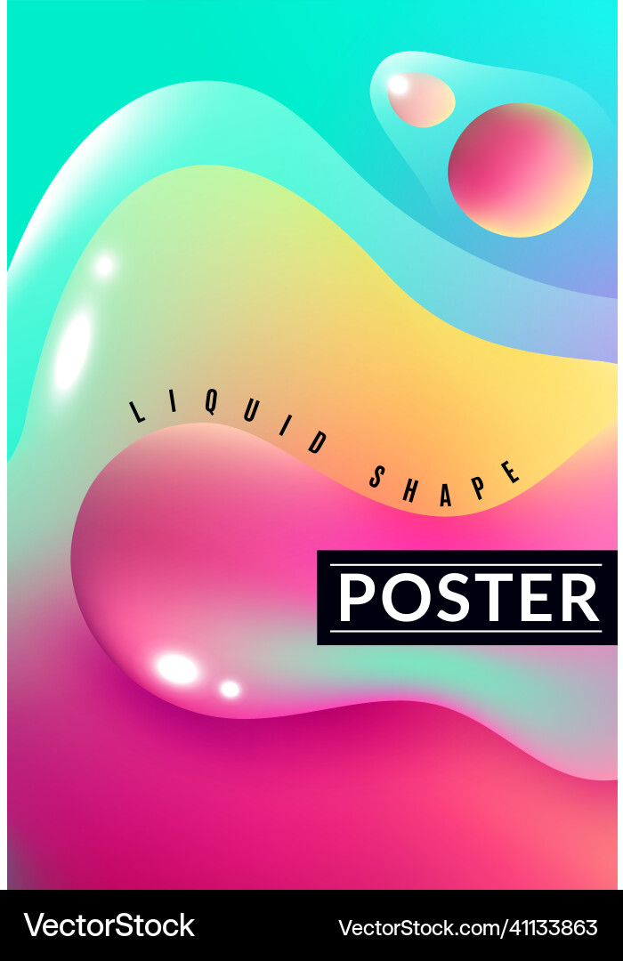 Colorful poster with abstract flow shapes fluid Vector Image