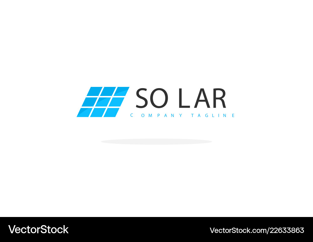 Corporate blue solar panels logo square Royalty Free Vector