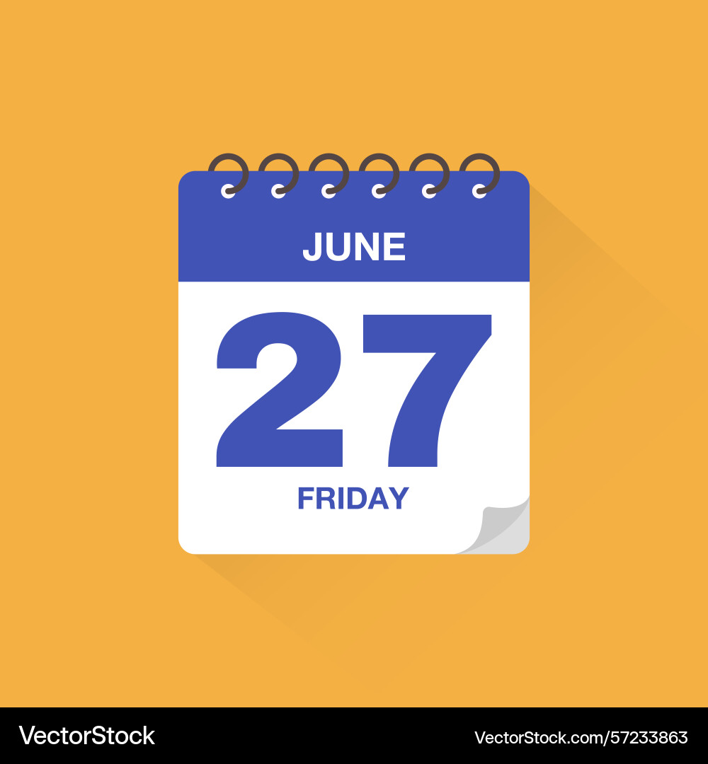 Day calendar with date june 27 icon Royalty Free Vector