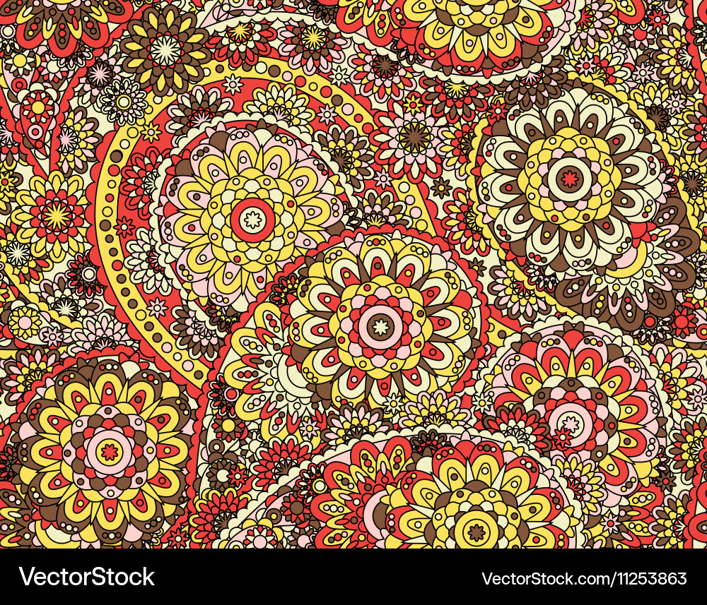 Flower paisley seamless pattern element Royalty Free Vector