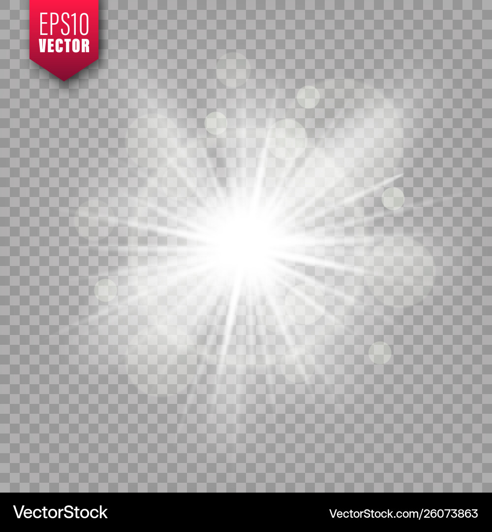 Glowing light on transparent background lens Vector Image