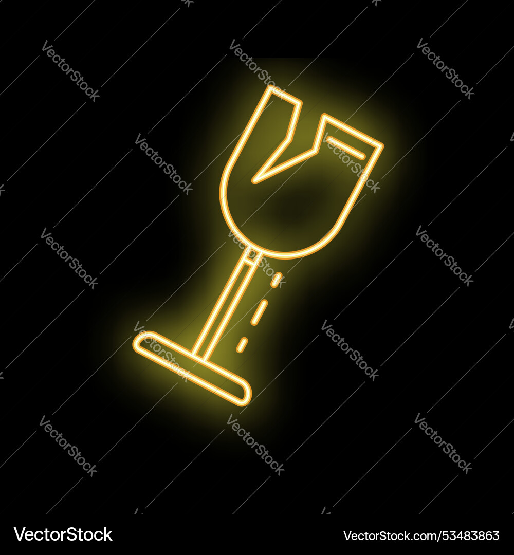 Glowing neon line fragile broken glass symbol Vector Image