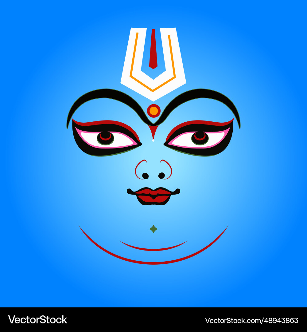 Lord vishnu face on blue color Royalty Free Vector Image
