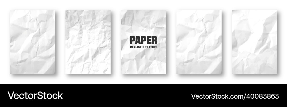 Realistic white crumpled paper texture isolated Vector Image