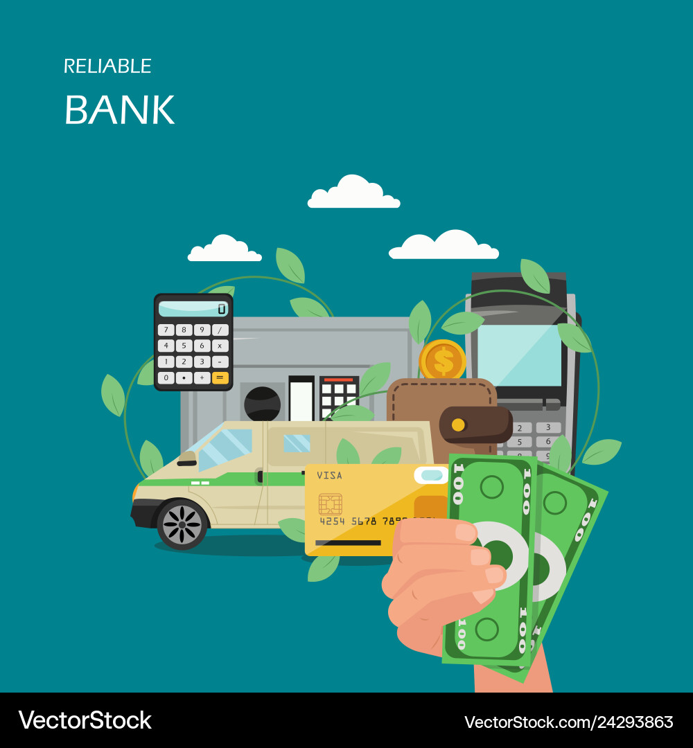 Reliable bank flat style design Royalty Free Vector Image