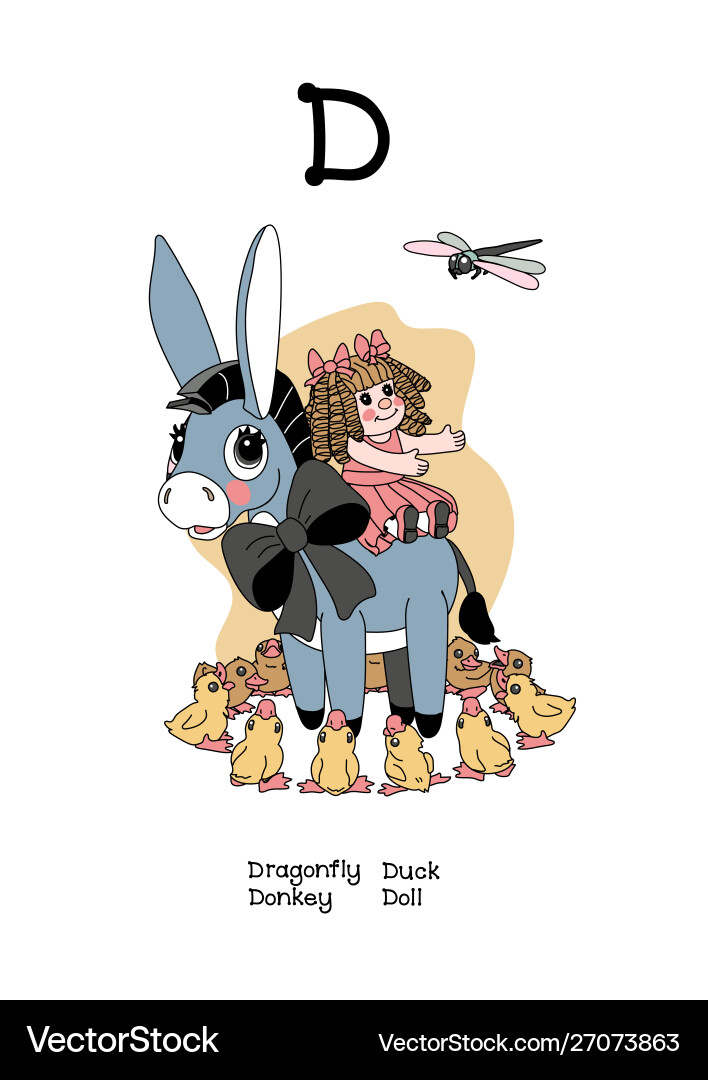 Scandi english alphabet amusing animals Royalty Free Vector