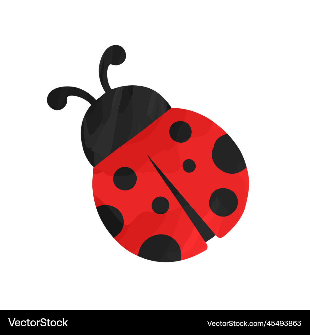 Watercolor ladybug cute simple clipart Royalty Free Vector