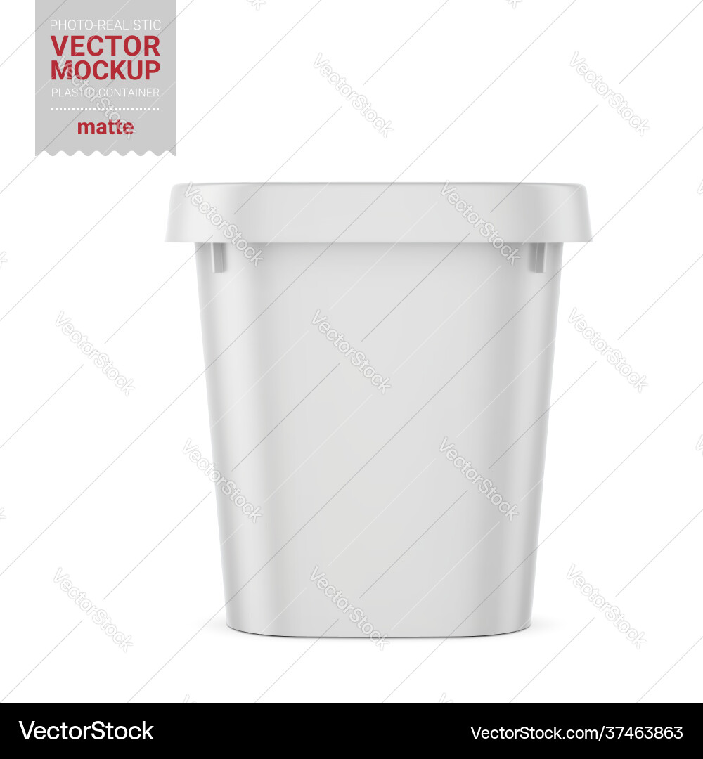 White matte plastic container mockup Royalty Free Vector
