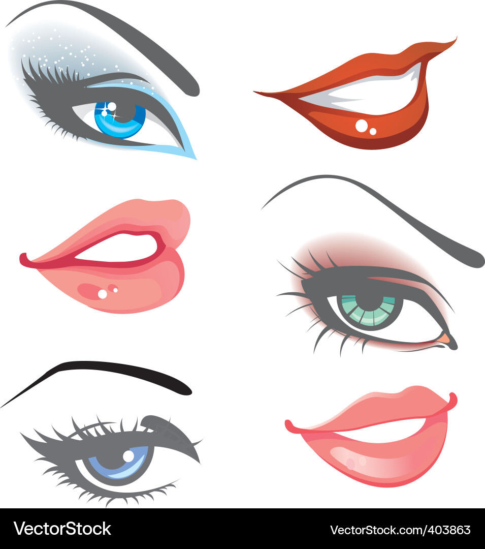Women eyes lips Royalty Free Vector Image - VectorStock