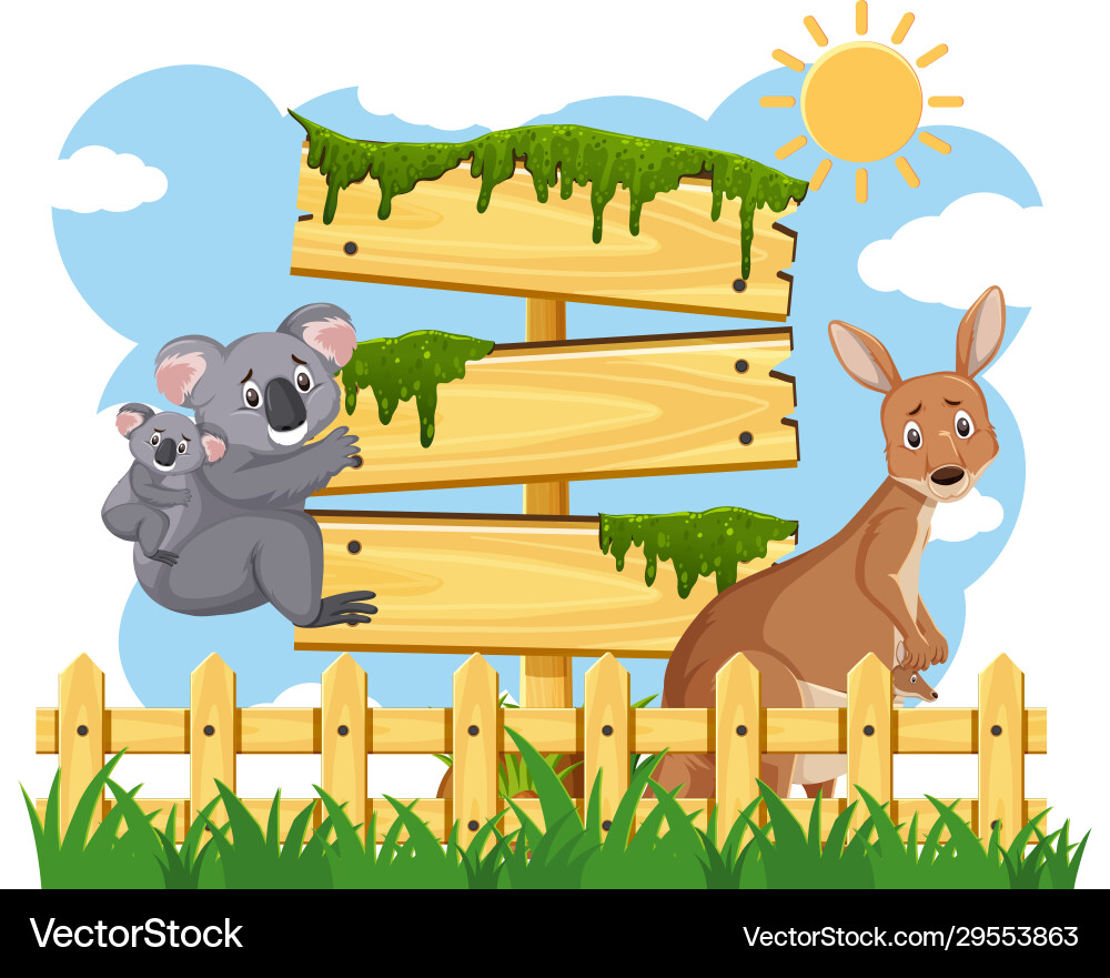Wooden signs template with australian animals Vector Image