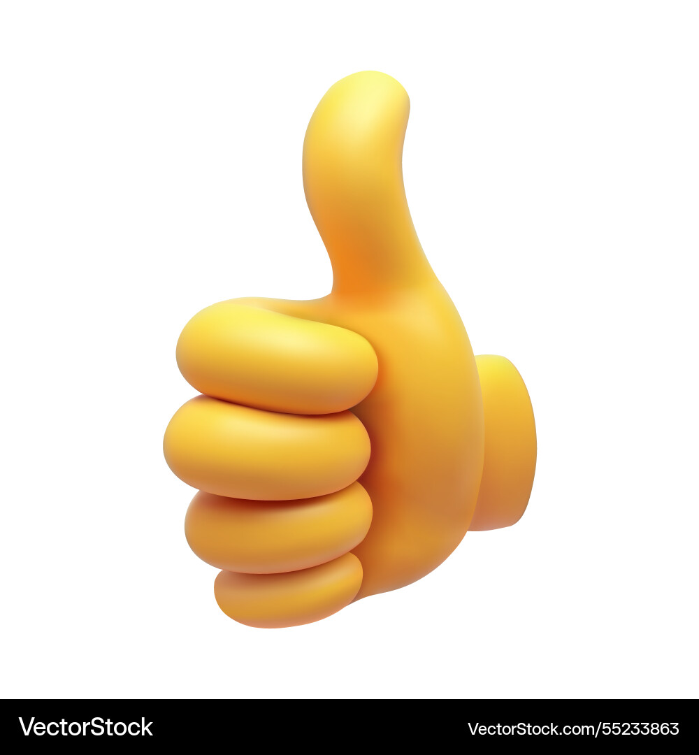 Yellow thumbs-up emoji on white background Vector Image