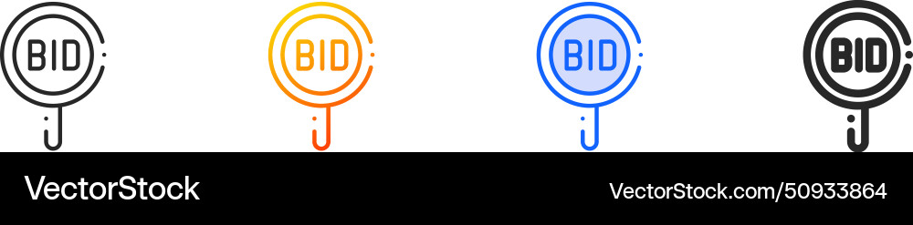 Bid iconthin linear gradient blue stroke and bold Vector Image