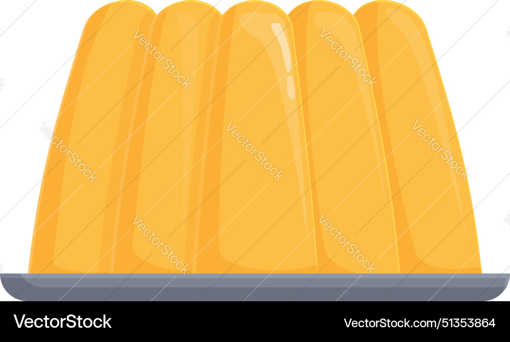 Bright yellow jelly dessert on plate Royalty Free Vector