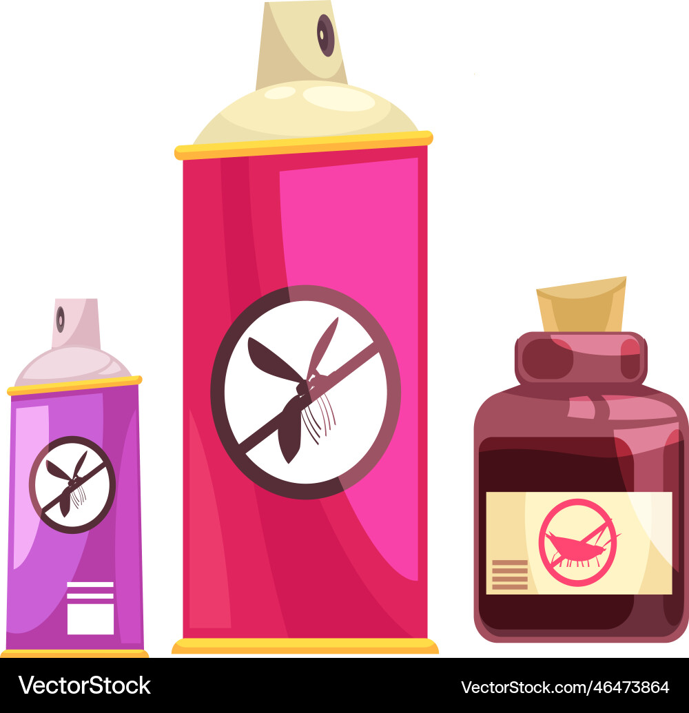 Cartoon insecticide bottles Royalty Free Vector Image