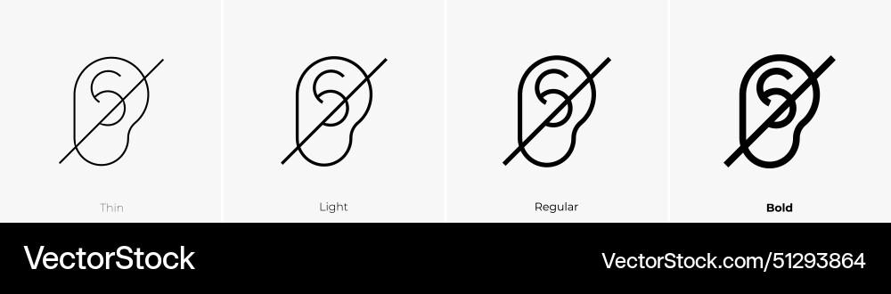 Deafness icon thin light regular and bold style Vector Image