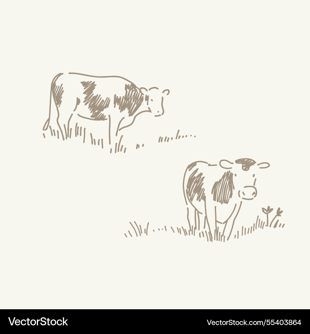 Farm cow animals cute line art Royalty Free Vector Image
