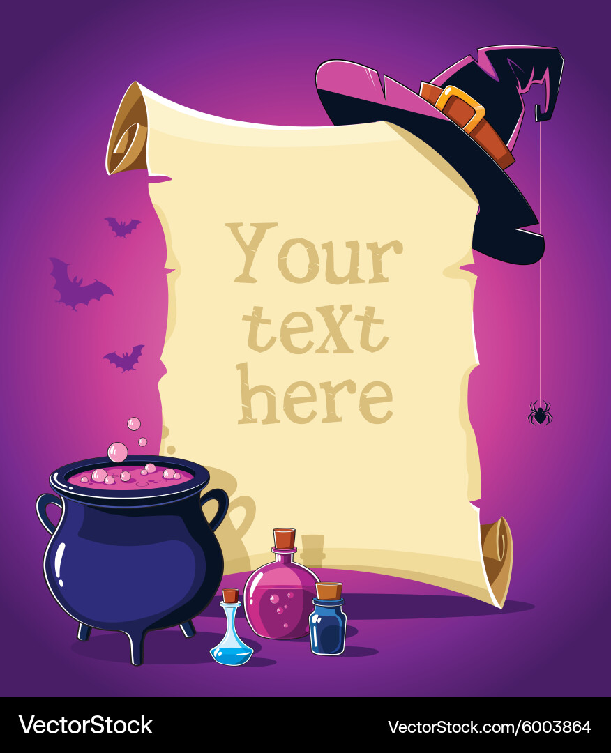 Halloween Witch Scroll Banner Royalty Free Vector Image