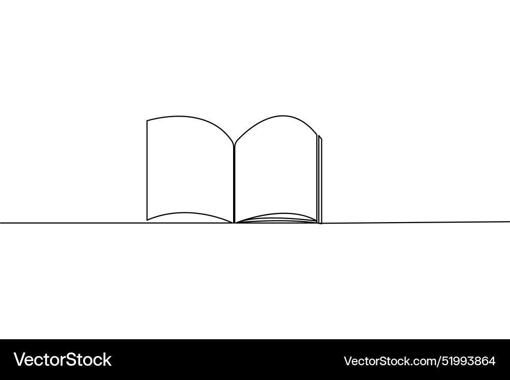 Open Book Continuous One Line Drawing Royalty Free Vector
