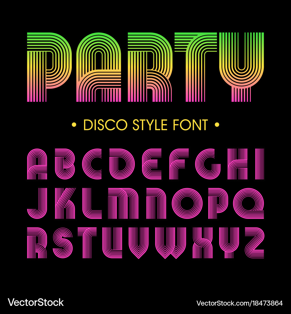 Retro Disco Font - Party Style Royalty Free Vector Image