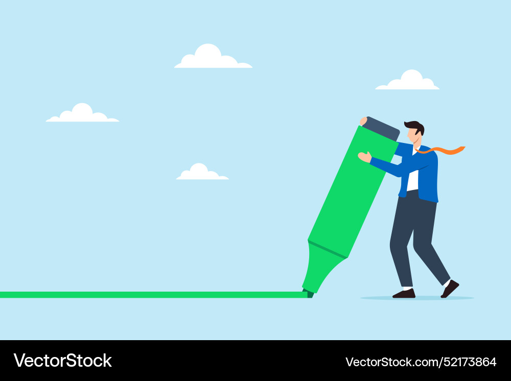 Serious businessman highlights important markers Vector Image