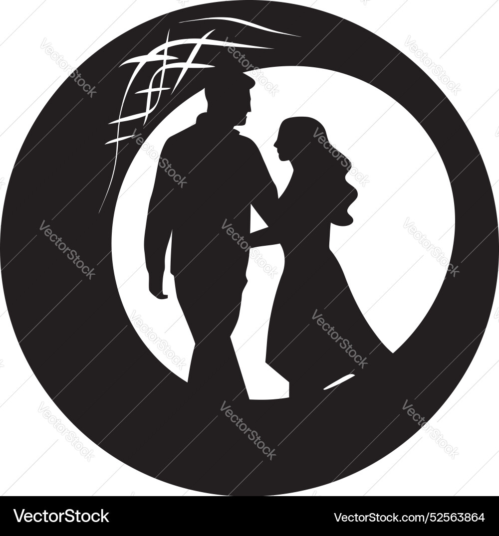 Whispered secrets contemporary couple logo Vector Image