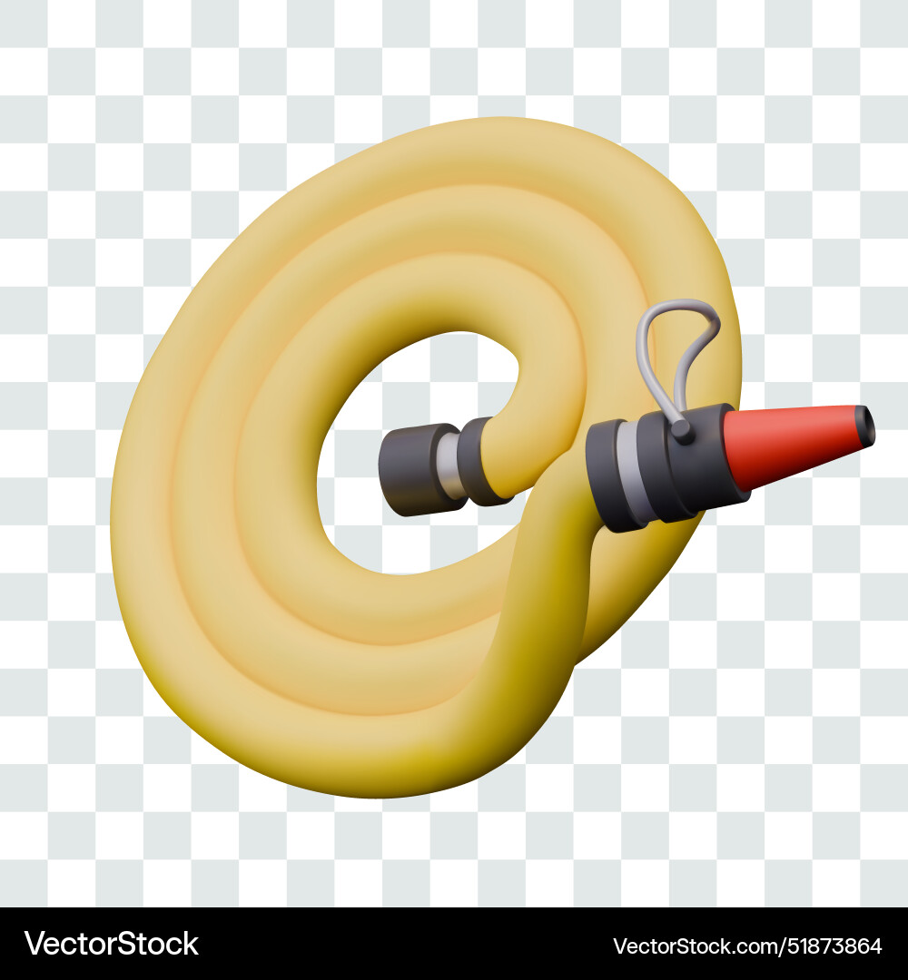 Yellow rolled fire hose with nozzle professional Vector Image