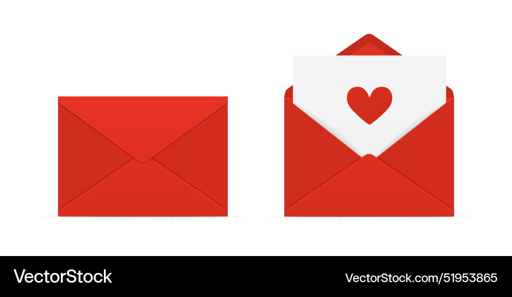 3d realistic closed opened red envelope Royalty Free Vector