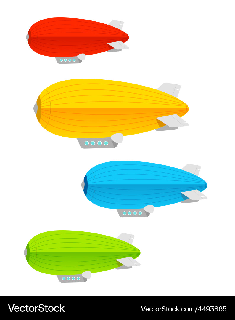 Airship colorful set Royalty Free Vector Image