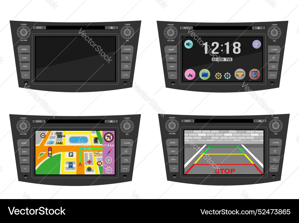 Car multimedia with touchscreen flat style Vector Image