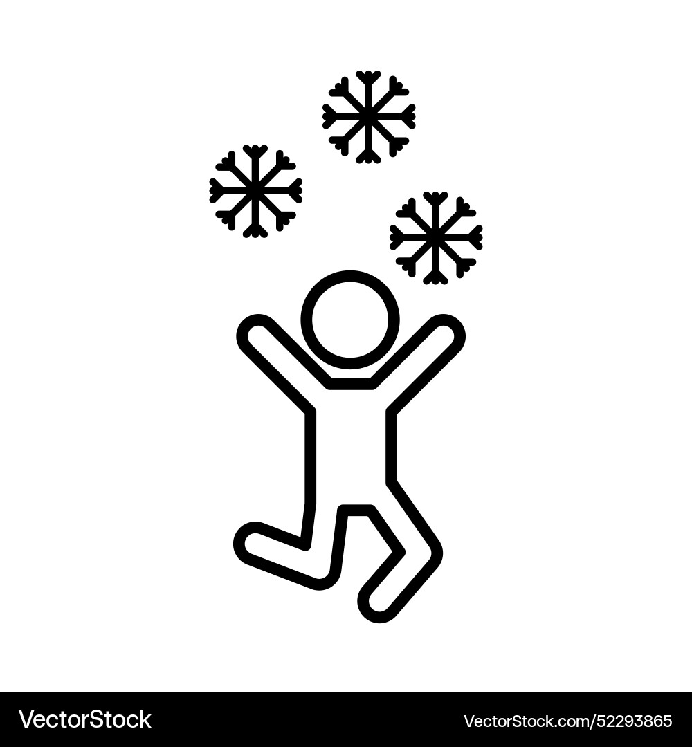 Child playing snow icon linear logo mark in black Vector Image
