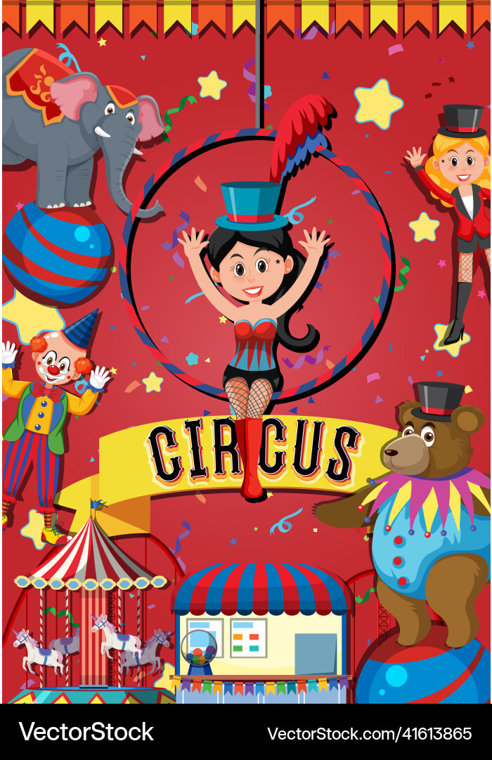 Circus Banner Design mit Magier und Lizenzfreier Vektor