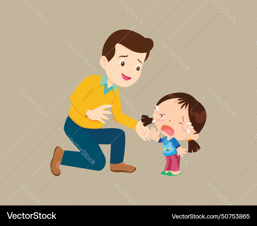 Comforting sad children with parent 2 Royalty Free Vector