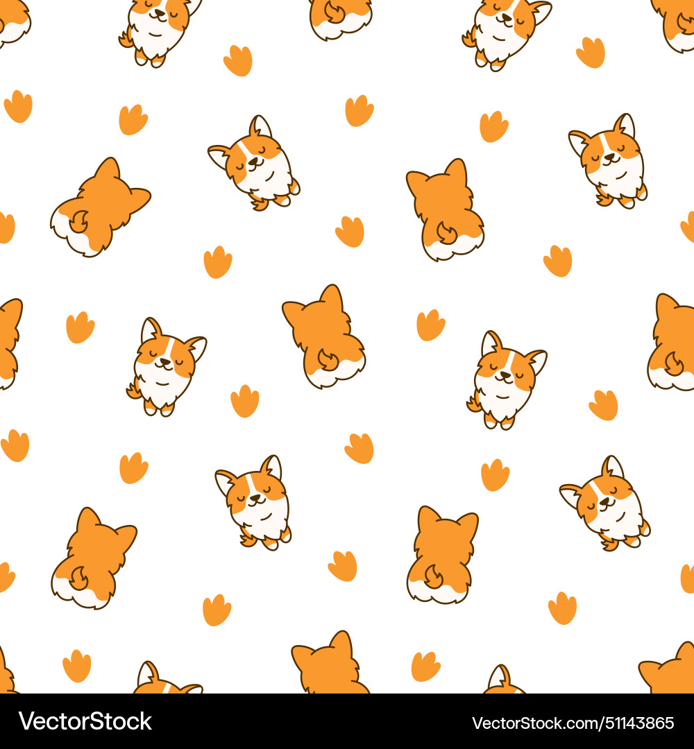 Cute kawaii corgi dog seamless pattern Royalty Free Vector