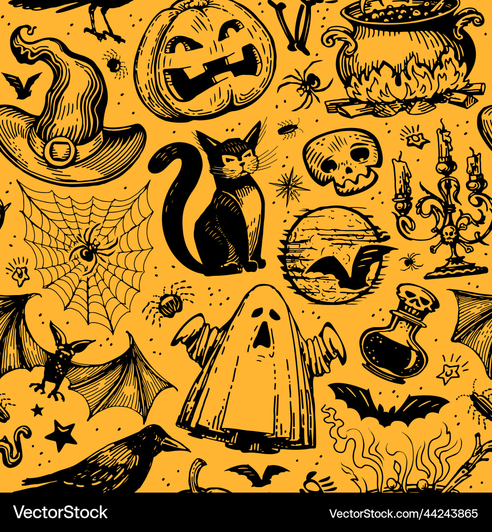 Halloween seamless pattern holiday background Vector Image Halloween seamless pattern holiday background Vector Image