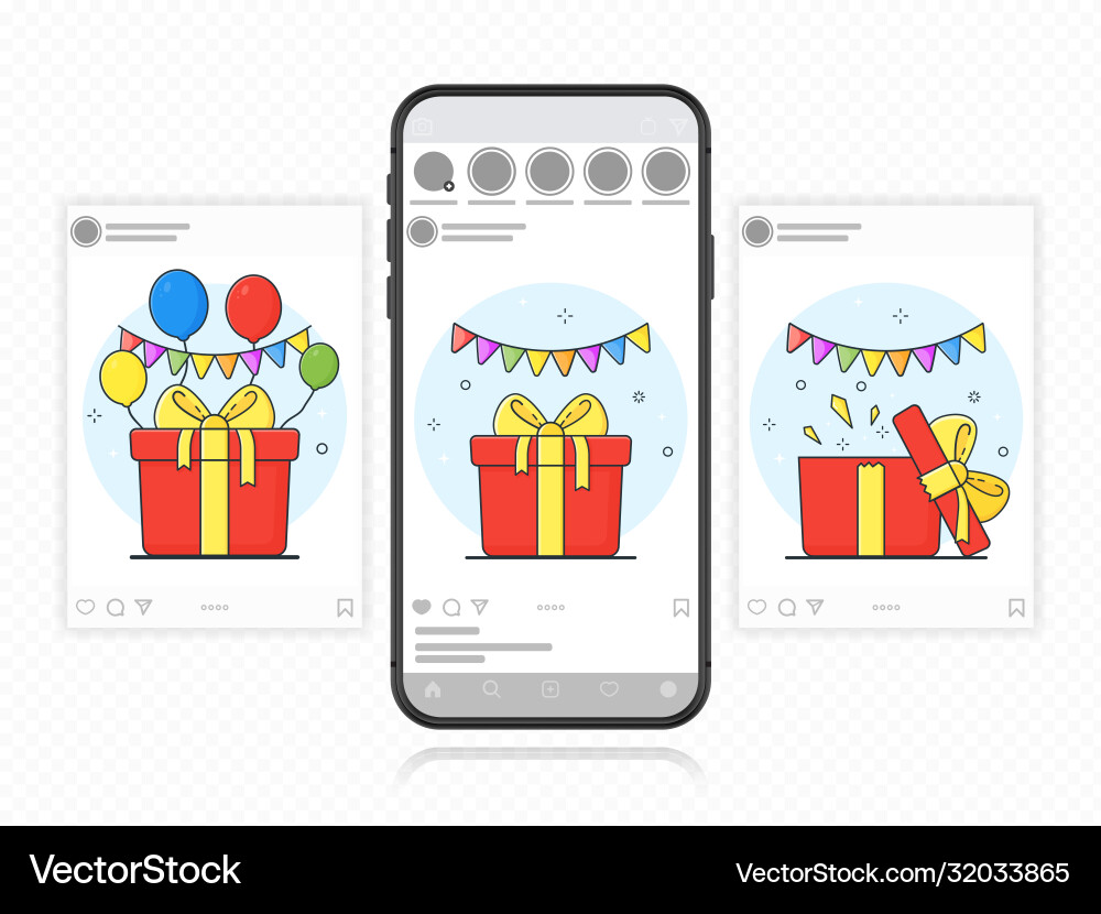 Log in to win prizes gift box screen Royalty Free Vector
