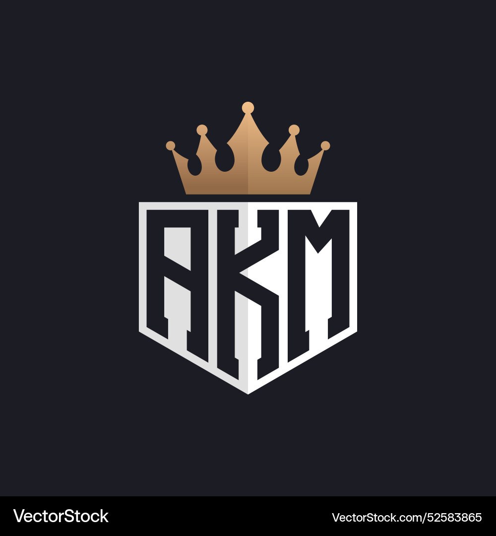 Luxury akm logo with crown elegant initials Vector Image