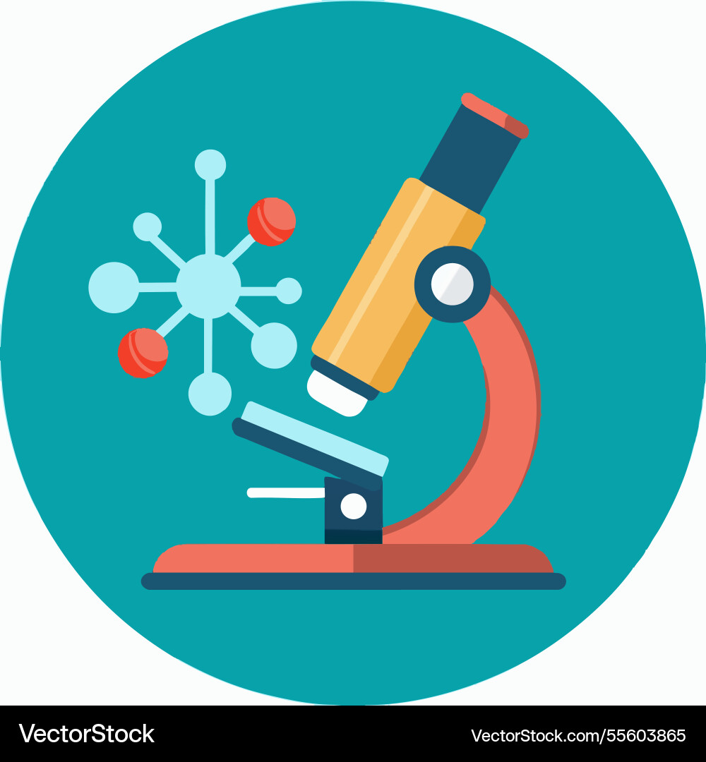 Microscope with molecules cartoon Royalty Free Vector Image