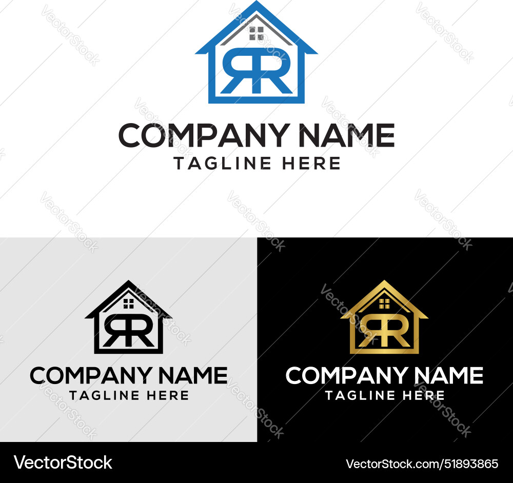 Rr letter real estate realty logo template Vector Image