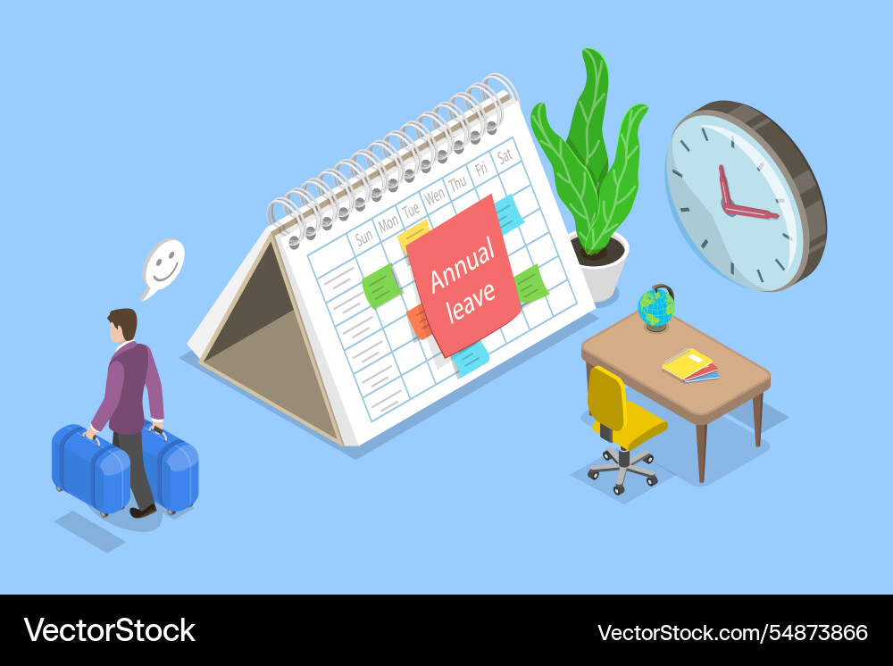 3d isometric flat of annual Royalty Free Vector Image