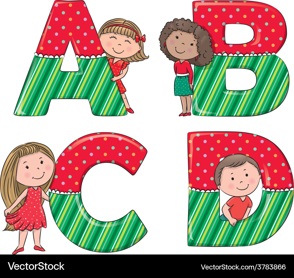 Alphabet kids abcd Royalty Free Vector Image - VectorStock