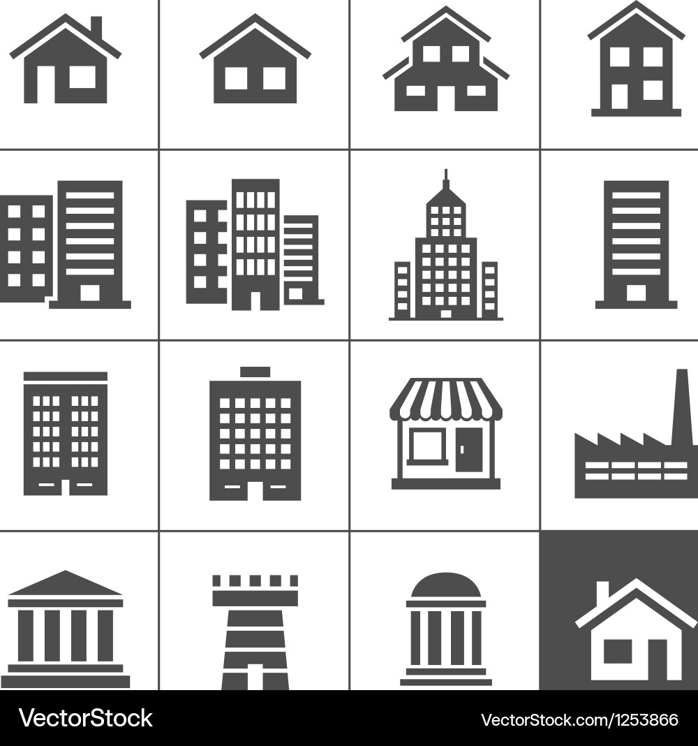 Building Icon Set Royalty Free Vector Image - VectorStock