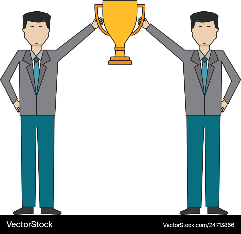 Businessmen with trophy cup avatar character Vector Image
