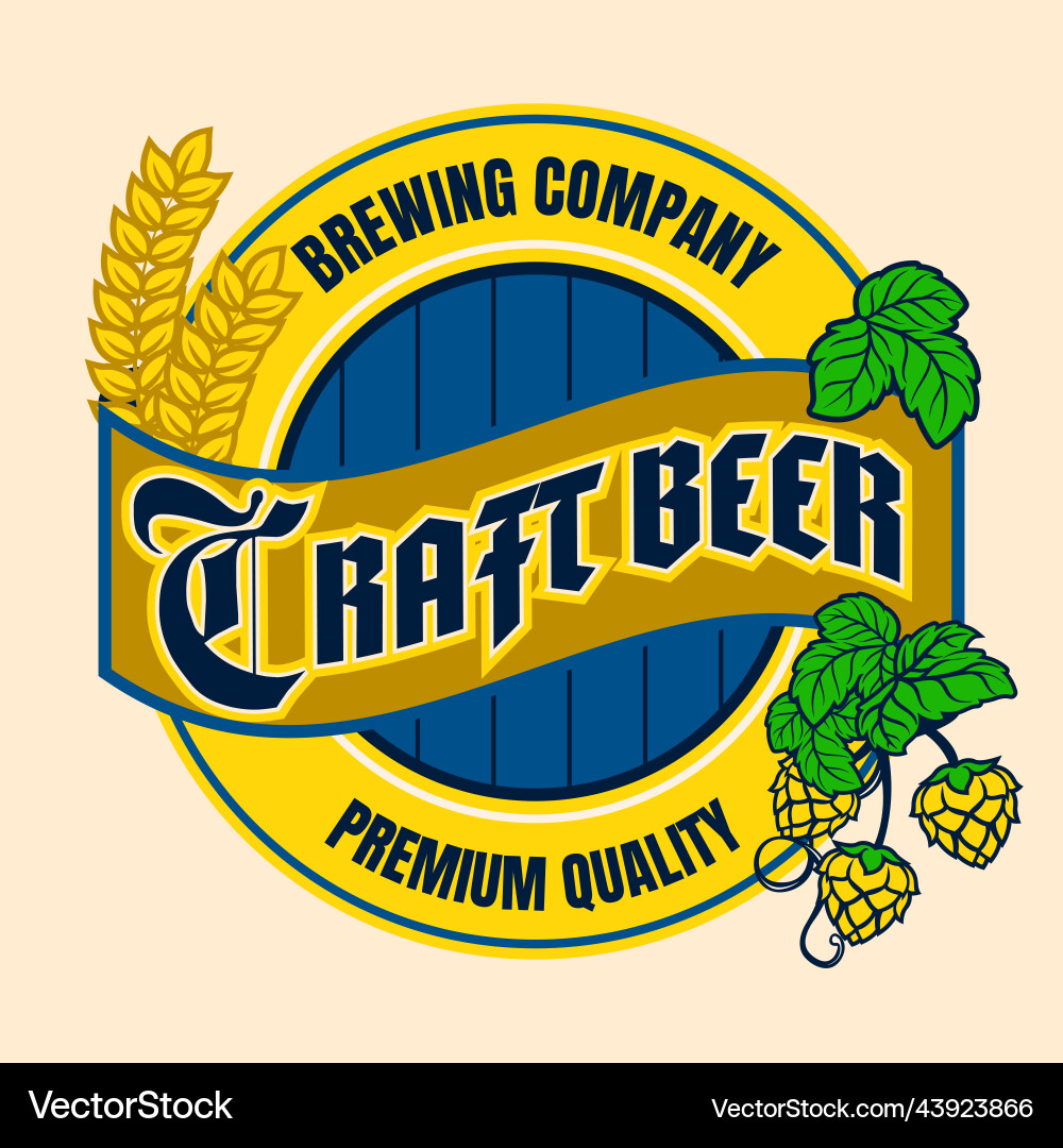 Craft beer label design in vintage style Vector Image