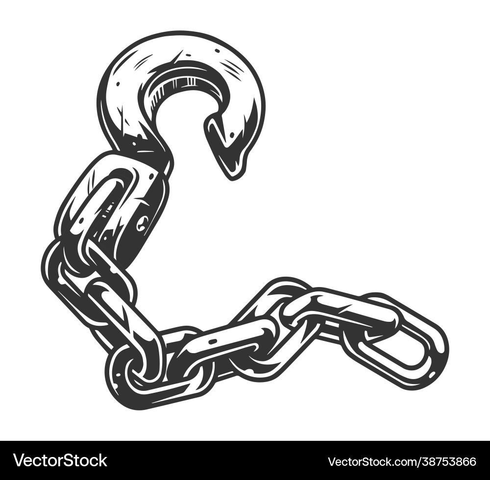 Heavy metal chain with big hook Royalty Free Vector Image