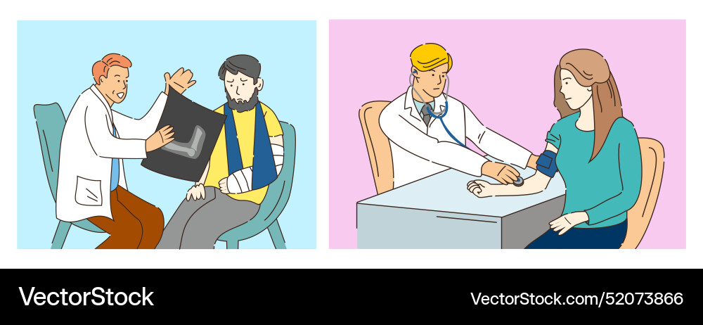 Patients in doctor office Royalty Free Vector Image