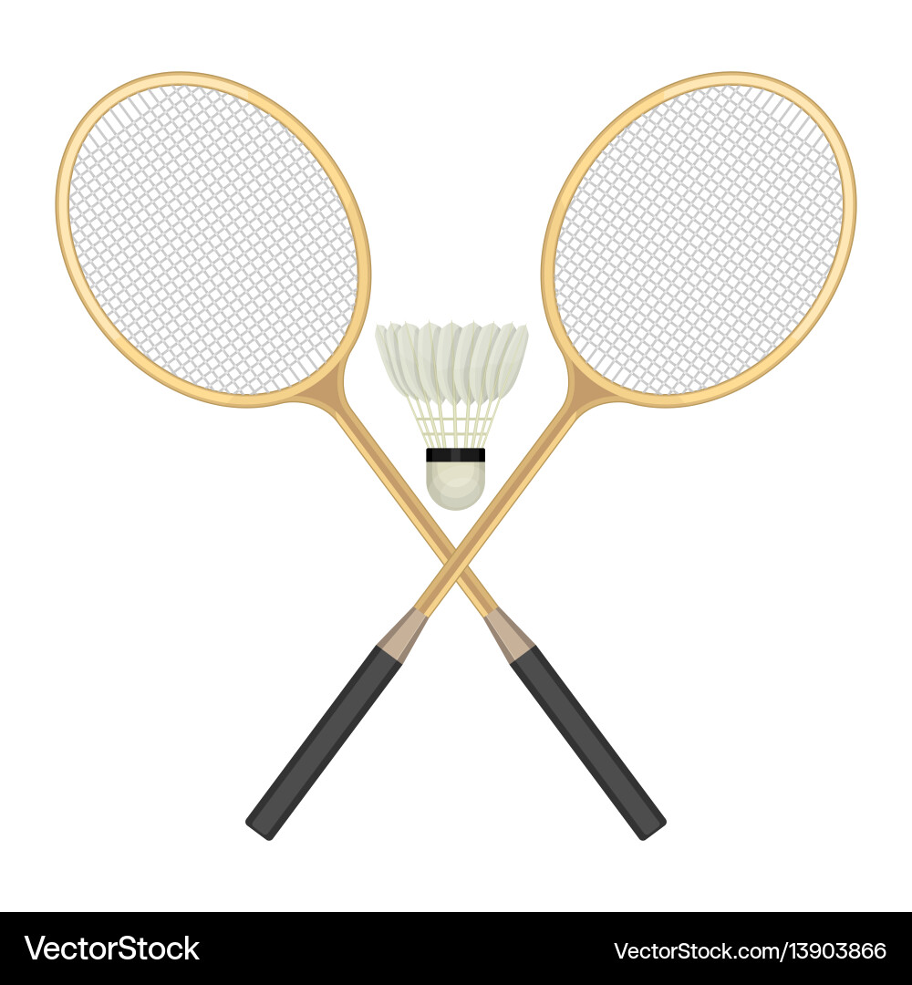 Two crossed badminton rackets and white Royalty Free Vector
